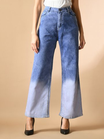 Blue Ombre High Rise Straight Fit Denim Jeans By Estonished | EST-JC ...